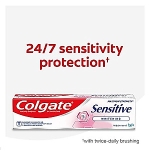 Colgate Whitening Toothpaste for Sensitive Teeth, Enamel Repair and Cavity Protection, Fresh Mint Gel, 6 Oz (Pack of 3)
