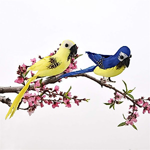 ZCFGUOI 4 Pcs Artificial Simulation Foam Feather Parrot, Mini Sparrow Ornaments with Metal Clip, DIY Craft for Wedding and Modern Home Garden Zoo Ornament