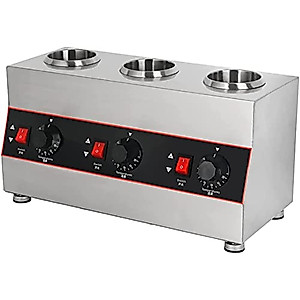ANSNAL Commercial Electric Sauce Warmer 3 Pot, 480W Stainless Steel Countertop Sauce Dispenser, Adjustable Temperature from 30 to 85℃, Chili Hot Fudge Cheese Caramel Jam Sauce Warmer