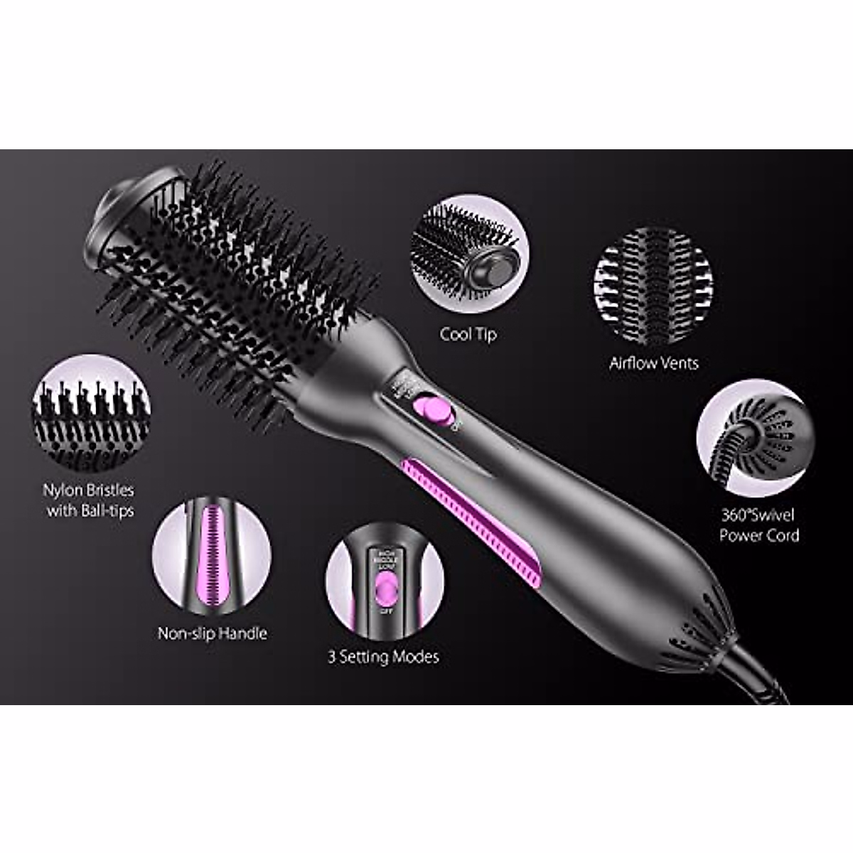 One-Step Blow Dryer Brush & Volumizer Styler, Hot Air Hair Dryer Brush Straightener Brush with Negative Ion Anti-frizz Ceramic Titanium Barrel for Drying, Straightening, Curling, Salon