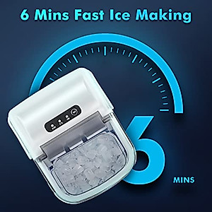 Ice Makers Countertop with Self-Cleaning, 26.5Lbs/24Hrs, 9 Cubes Ice Ready in 6 Mins, Portable Ice Maker with Ice Scoop/Basket for Home/Kitchen/Office/Bar, White(with Handle)