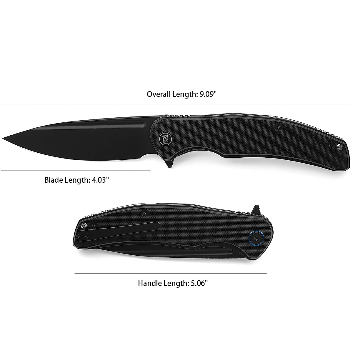 Miguron Knives M Velona Folding Knife,4.03" Black PVD 14C28N Blade Black G10 Handle With Titanium Pocket Clip,Camping Hiking Pocket Knife MGR-803BKII