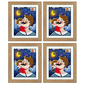 Frametory, 10x12.5 Kids Artwork Frames - Magnetic Front Opening, Tempered Glass, Tan Interchangeable Frames Can Hold About 50 PCS Artwork, Drawing, Paintings, Pictures, Art - Set of 4