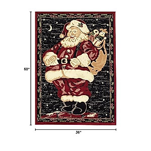 Pro Rugs. Santa Claus Winter Holiday Christmas Xmas Area Rug (3’ X 5’)