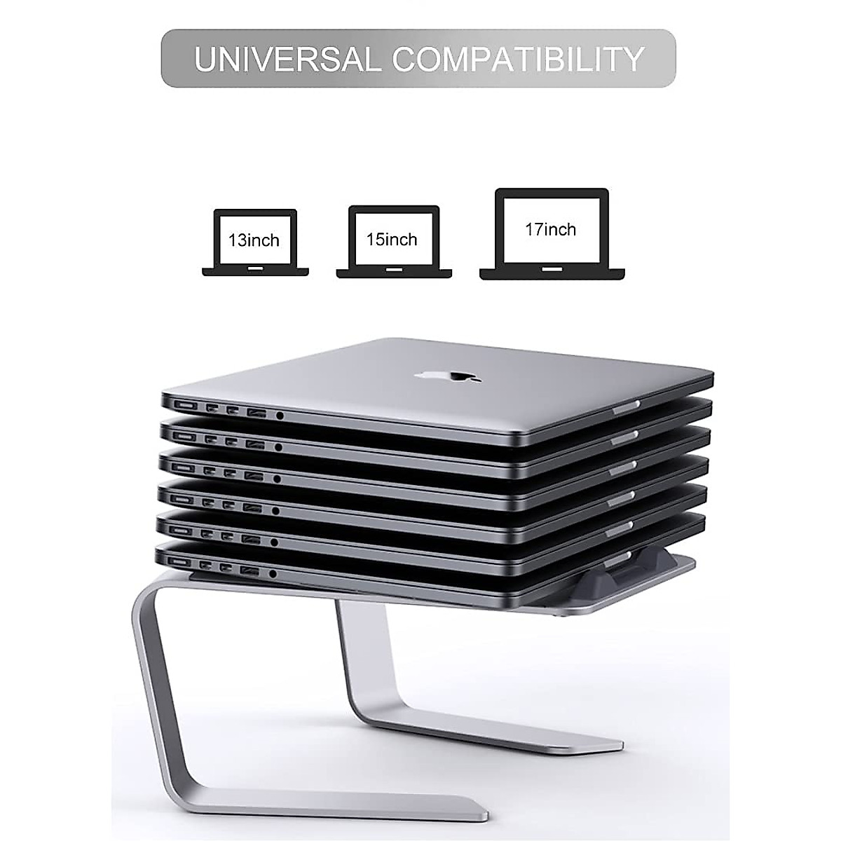 GodSpin Laptop Stand, Aluminum Computer Riser, Ergonomic Detachable Portable Aluminum Notebook Stand Elevator for Desk, Compatible with MacBook Air Pro, Dell XPS, HP, 10 to 17 Inch Laptops (Gray)