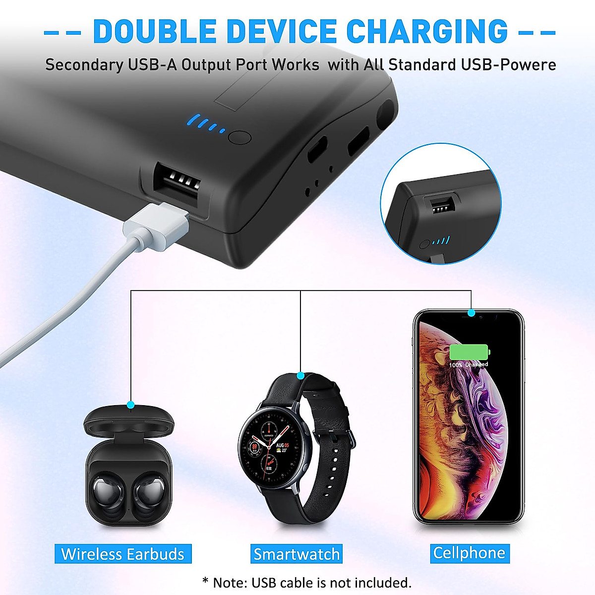 Galaxy S22 Ultra Battery Case, 5000mAh Extended Phone Charging Case & Kickstand & Dual Device Charging, Rechargeable Backup Charger Case for Samsung S22 Ultra 5g(6.8") Black