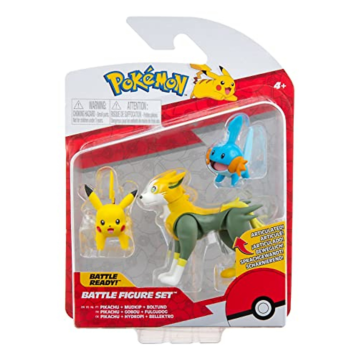 Pokemon Pikachu Mudkip Boltund Battle Feature 3 Figure Set Action Ready