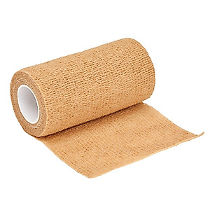 Juvale 6-Rolls Self Adhesive Bandage Wrap, Vet Tape - 4 in x 5 Yds Breathable, Elastic Cohesive Wrap Tape for Wrist, Swelling, Sports, Tattoo (Tan)