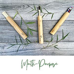 EcoLuxe Natural Sustainable Bamboo Travel Case Tubes for Toothbrush, Paintbrush, Pens, Tea Canister 2 Packs