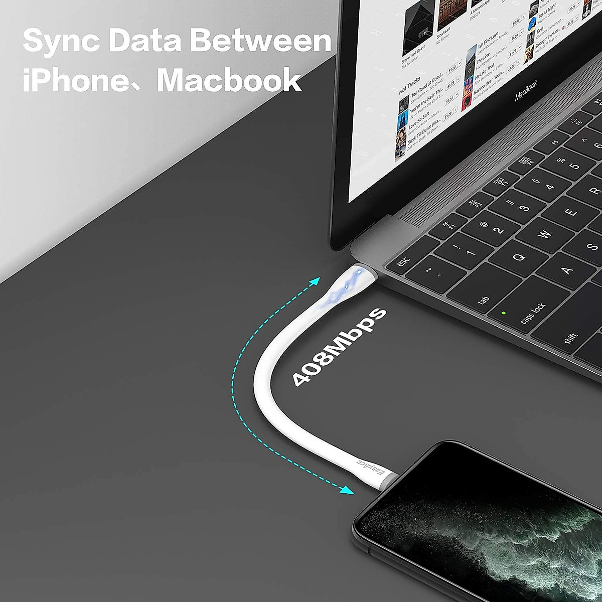 OUTXE EasyAcc USB C Short Cable 0.5ft Power Delivery Fast Charging Cable Data Sync Cable Compatible with iPhone 14/13/13 Pro Max/12/11/ iPad Air, Use with Type-C Chargers Power