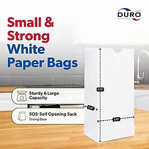 Duro - COMIN18JU053514 Grocery/Lunch Bag, Kraft Paper, 4 lb Capacity, (100 Count) (White)
