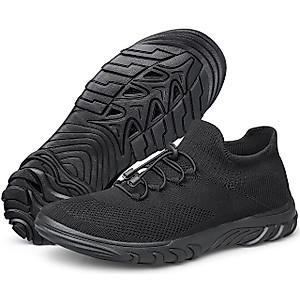DOUSSPRT Womens Walking Shoes Slip On Hypersoft Sock Tennis Water Sneakers Fashion Casual Mesh Comfortable Athletic Breathable Running All Black Size 8.5