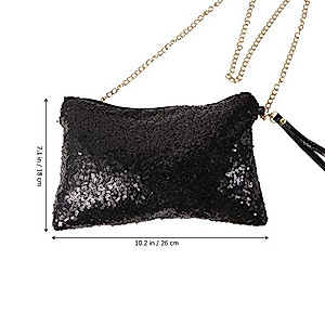 Tinksky Sparkly Sequin Handbag Lady Party Evening Clutch Shoulder Bag, Mother's Day gift or gift for women (Black), 10 * 7.1 * 0.8 inch