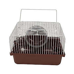 HEEPDD Hamster House Toy, Hamster Cage Breathable Portable Small Animal House with Water Bottle Bowl Running Wheel for Guinea Pigs Rabbits
