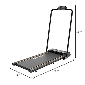 HOWHAI Treadmill, Walking Pad Treadmills for Home with 2.5HP, Speed 6.2-7.6MPH Walking Pad with Handle Bar, Foldable Treadmill, Remote Control and LED Display, Space-Saving for Home Office(Orange)