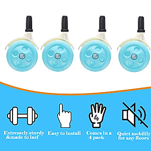 Baby Walker Wheels Replacement, Set of 4, Baby Walker Accessories, Plastic Wheels Casters, Universal Wheels, Sky Blue, 10mm