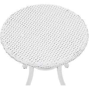 Crosley Furniture Palm Harbor All Weather Rattan Wicker Round Outdoor Side Table for Patio, Deck, Porch, White