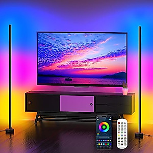 Probapro 2 Pack Corner Floor Lamp, 55'' RGB Floor Lamp, Color Changing Mood Lighting with Music Sync, LED Floor Light with Remote & App Control, RGB Corner Lamps for Living Room Bedroom Gaming Room