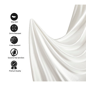 Lanest Housing Silk Satin Sheets, 4-Piece Queen Size Satin Bed Sheet Set with Deep Pockets, Cooling Soft and Hypoallergenic Satin Sheets Queen - Ivory