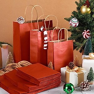 Qilery 30 Pcs Red Gift Bags with Handles Valentine Day Gift Bags Bulk Kraft Paper Treat Bags Candy Goodies Bags for Shopping Valentine's Day Wedding Birthday Party Favor Supplies,Small, Medium, Large