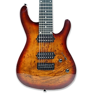 Gstyle 8 String Electric Guitar Burl poplar veener top okoume Wood Body Bolt On Maple Neck Poplar Wood Body (Right-handed) (ES-800)