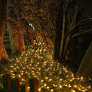 9.8FT x 6.6FT 198 LED Net Lights, Connectable 8 Lighting Twinkle Modes Mesh Lights for Christmas Outdoor Patio Garden Bush Fence Decorations (Warm White)