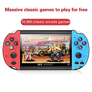 MNTT Portable Handheld Games,Built-in 10000 Games Electronic Machine Arcade Videogames Dual-Shake Play Vidio Player Video Game Console(Red&Blue)