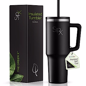 SIPX™ Insulated Tumbler With Lid And Straw, 40oz. Tumbler With Handle Keeps Cold 12 Hours, Water Bottle Thermos With Lid, BPA-Free Reusable Insulated Coffee Tumblers, Travel Mug Great For Beach Party