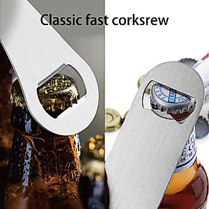 CREATCABIN 7" Funny Bottle Opener Mushroom Moon Star Flat Speed Openers Stainless Steel Heavy Duty For Bar Pub Beer Bartenders Home Kitchen Father's Day Valentine Birthday Gifts Easy To Use, Black