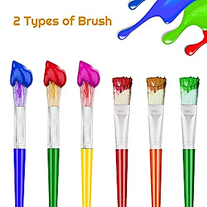10Pcs Paint Brushes for Kids, Anezus Kids Paint Brushes Toddler Large Chubby Paint Brushes Round and Flat Preschool Paint Brushes for Washable Paint Acrylic Paint