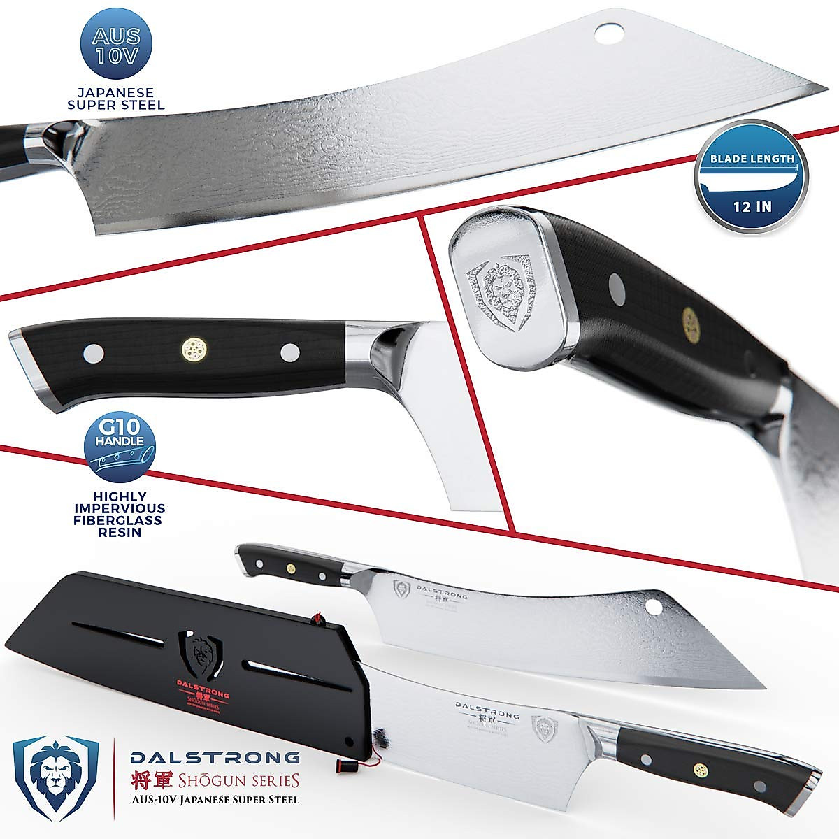 The Shogun Series 12" Crixus Chef's Knife Bundled with The Dalstrong Premium Whetstone Kit - #1000/#6000 Grit