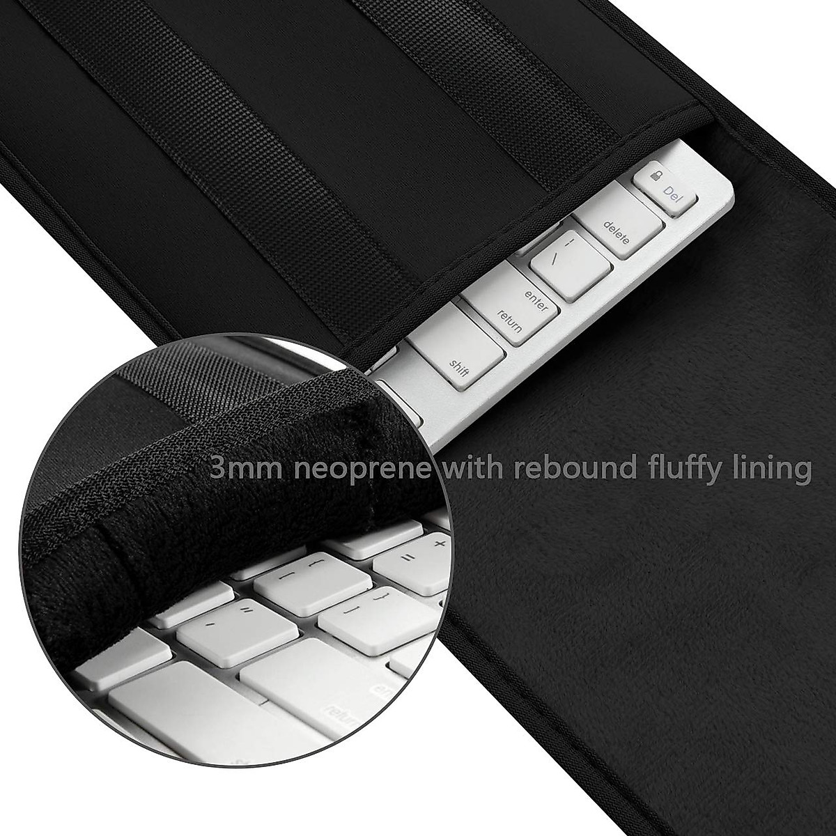 Case Star Keyboard Sleeve Travel Storage Pouch for Wireless Large Size Mechanical and Gaming Keyboards Arteck Microsoft (Up to 20 Inch) - Adjustable Height Neoprene Keyboard Bag Case (Black-Large)