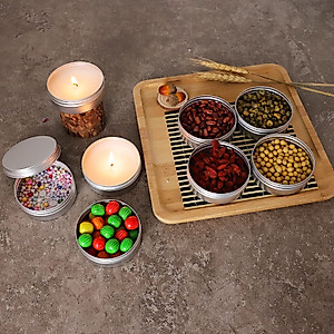 OBKJJ 60 Pack Round Cans with Screw Lid 4 Oz Aluminum Metal Tins DIY Food Candle Containers for Lotion Bars, Balms, Salve, Spices, Beard Balm, Crafts with 4 Markers 2 Sheets Label Stickers