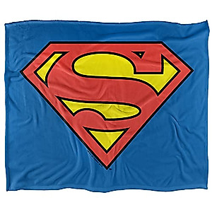 Superman Blanket, 50"x60", Classic Logo Silky Touch Sherpa Back Super Soft Throw Blanket