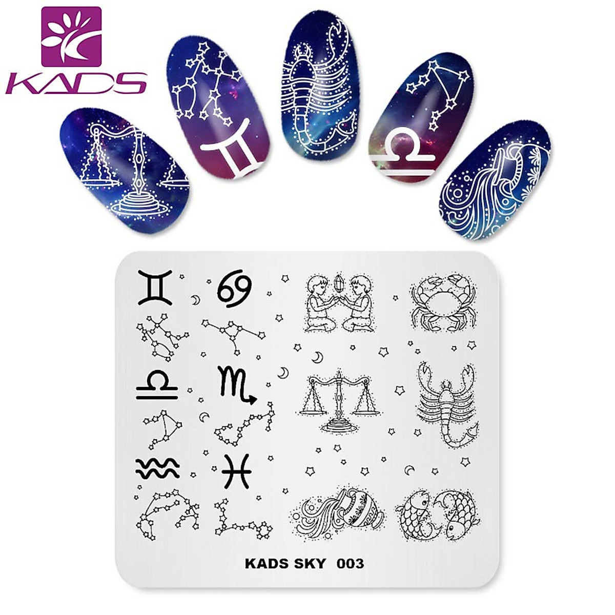 KADS Nail Art Stamp Plate Night Sky Series Nail stamping plate Template Image Plate Nail Art DIY Decoration Tool