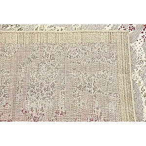 Unique Loom Modern Collection Distressed, High-Low Pile, Abstract, Vintage, Indoor and Outdoor Area Rug, 6 ft x 9 ft, Beige/Light Brown