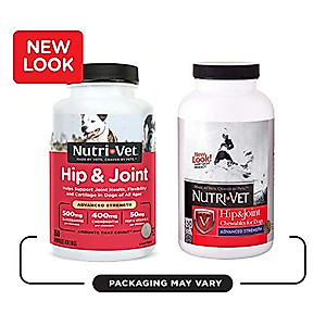 Nutri-Vet Advanced Strength Hip & Joint Chewable Dog Supplements | Formulated with Glucosamine & Chondroitin to Support Dog Cartilage & Mobility | 150 Tablets,RED
