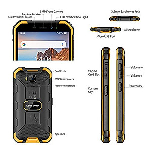 Ulefone Rugged Smartphone Unlocked, Armor X6 (2022) IP68 Waterproof Cell Phone, 5.0 inch, Android 9.0 2GB+16GB, 4000mAh Battery, Global 3G Dual SIM, LED Light, Face ID Compass+GPS Shockproof (Orange)