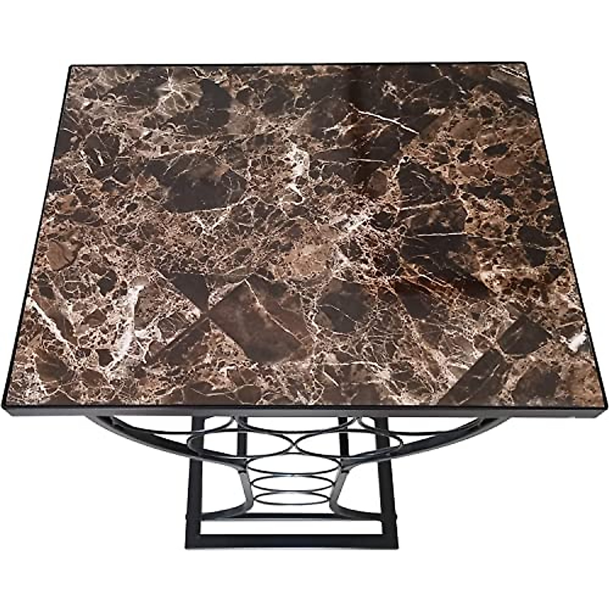 Kings Brand Furniture Metal with Marble Finish Top Wine Storage Organizer Display Rack Table, Black (FBA_WR1350)
