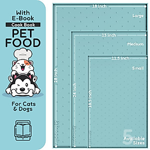 PetHappily Dog Food Mat - Raised Edges Dog Mat for Food and Water Prevent Spill, Waterproof Cat Food Mat Protect Floors, Easy Clean Dog Bowl Mats for Food and Water, Silicone Pet Food Mat with E-Book