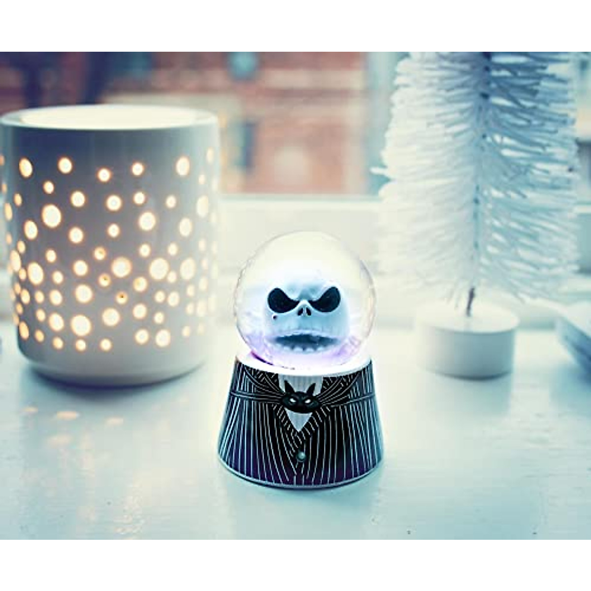Disney The Nightmare Before Christmas Jack Skellington 3-Inch Mini Light-Up Snow Globe with Swirling Glitter