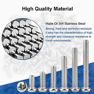 MroMax 50Pcs M1.6 x 8mm Pan Head Phillips Machine Screws, 304 Stainless Steel 18-8, Fully Thread, Metric Silver Gray Cross Head Screws Bolts for Sunglasses, Watch and Small Electronic Devices