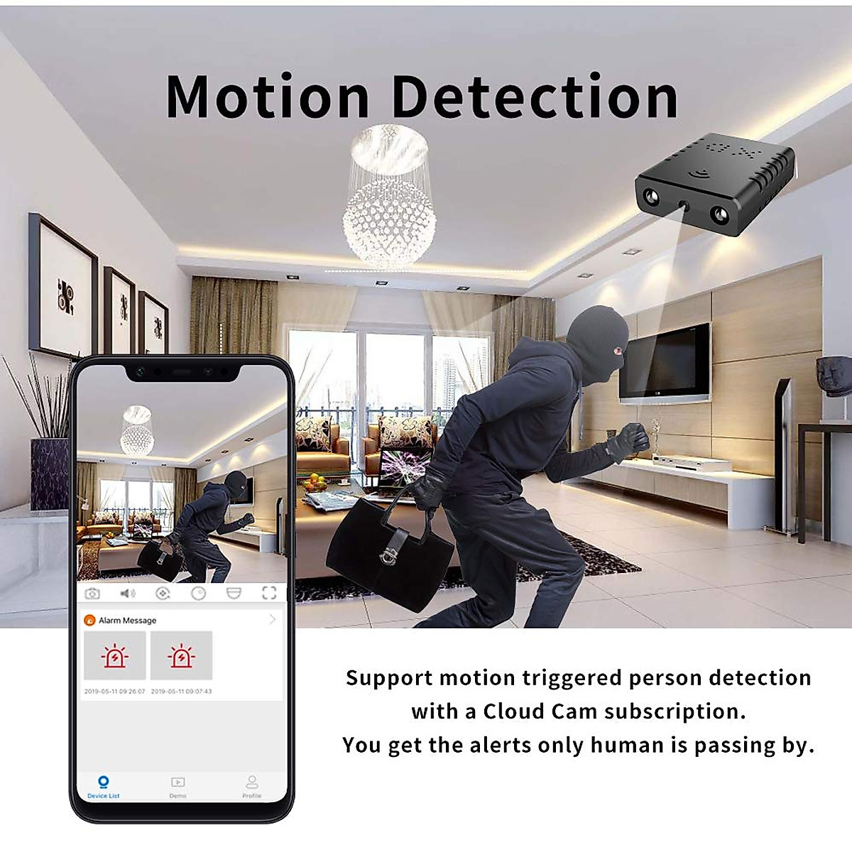 Smallest WiFi Spy Hidden Camera Mini Wireless Camera HD Indoor Home Smallest Spy Nanny Cam Security Cameras with Motion Detection/Night Vision/Cloud Storage for iPhone/Android Phone/iPad/PC