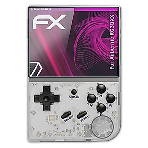 atFoliX Plastic Glass Protective Film compatible with Anbernic RG35XX Glass Protector, 9H Hybrid-Glass FX Glass Screen Protector of plastic