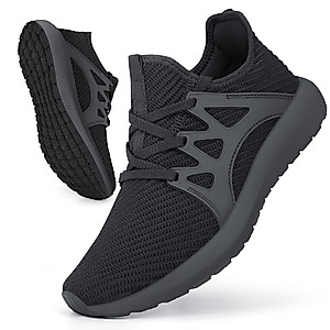 NYZNIA Womens Non Slip Running Shoes Slip On Walking Shoes Breathable Lightweight Fashion Gym Sneakers Black Size 7.5