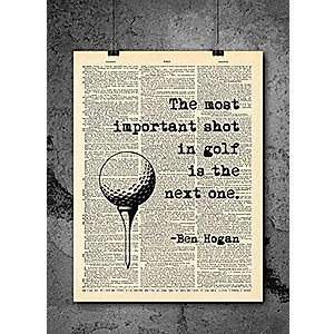 Ben Hogan Golf Quote - Dictionary Art Print - Vintage Dictionary Art Decor Home Vintage Art Abstract Prints Wall Art for Home Decor Wall Decorations - Print Only D190