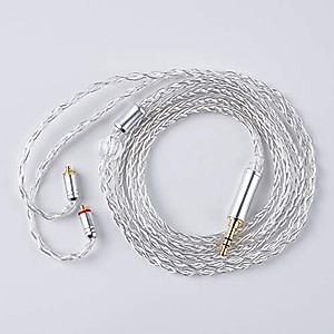 Hifihear Upgraded Silver Plate Replacement Cable,8 Core Headset Braided Silver Plated Wire Upgrade Earphone Cable etc.(Silver- MMCX 3.5mm)