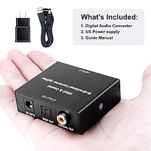 Optical-to-Coaxial OR Coaxial-to-Optical Digital Audio Converter, ROOFULL Bi-Directional Digital Coaxial to/from Optical Toslink SPDIF Audio Converter/Adapter/Repeater