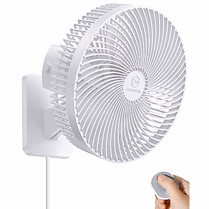 10 Inch Wall Mount Oscillating Fan with Remote and Timer, Small Bedroom RV Fan with 4 Speeds, Quiet Operation,90°Oscillation, Adjustable Tilt,5.92 ft Wire, Cooling Bathroom Wall Mounted Fans