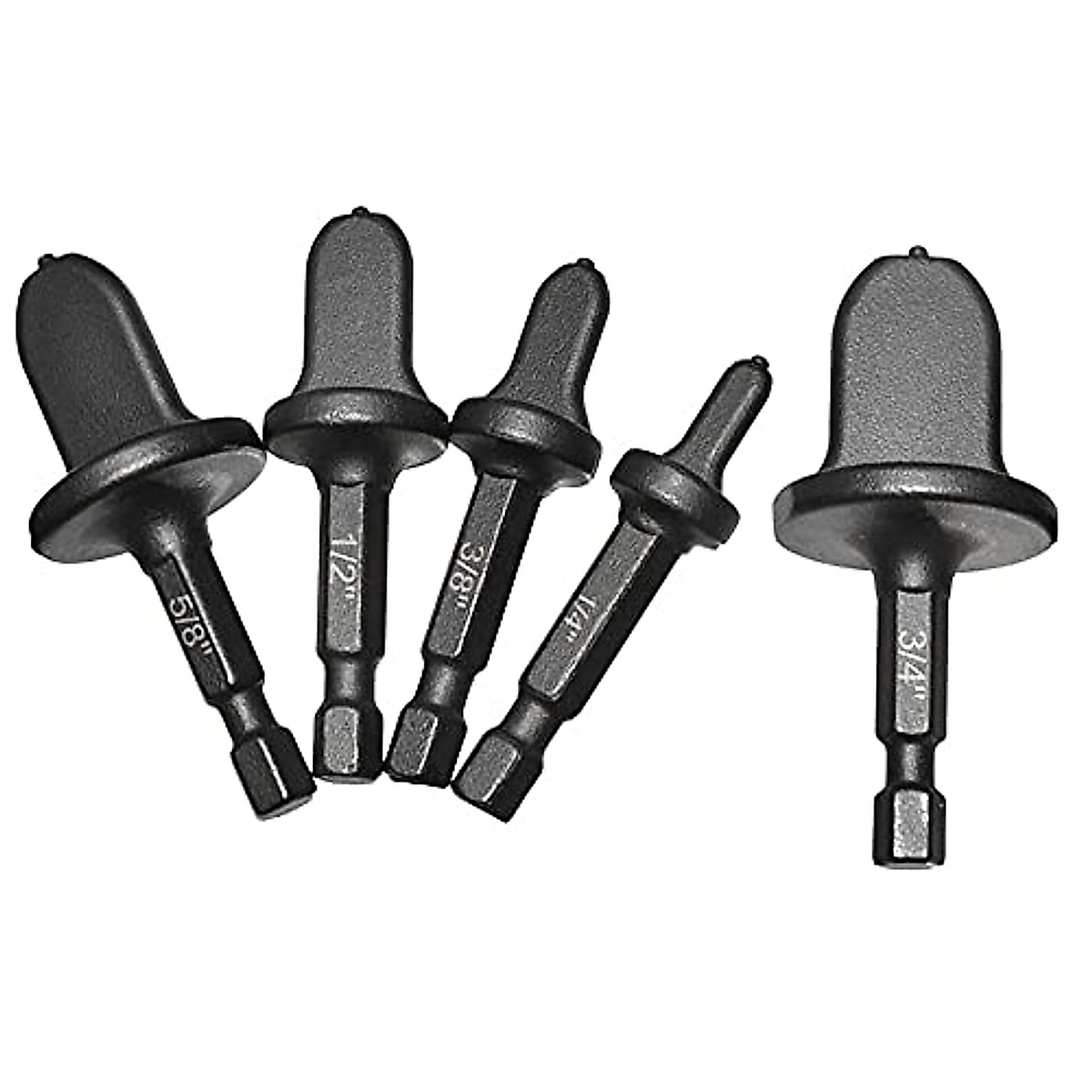 Eyech 5pc Swaging Tool Drill Bit Set, HVAC Repairing Set 1/4'' Hex Shank Air Conditioner Copper Tube Expander Flaring Drill Bit - 1/4'', 3/8'', 1/2'', 5/8'', 3/4''
